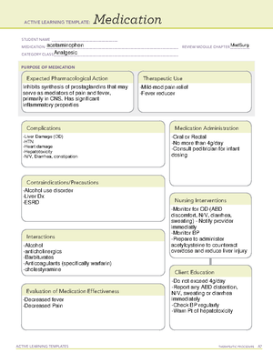 fentanyl Med Sheet - ACTIVE LEARNING TEMPLATES TherapeuTic procedure A ...