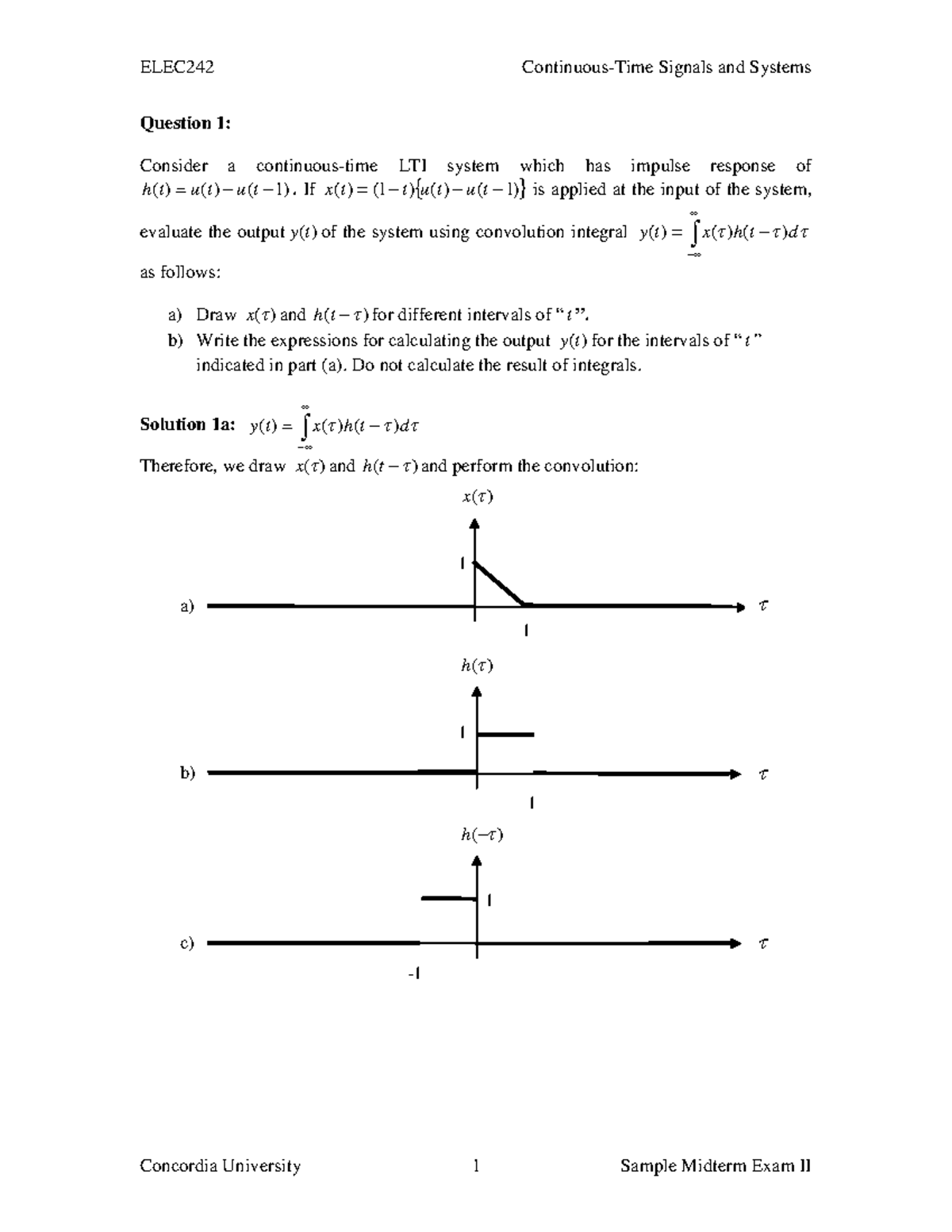 Mid2 ELEC242 Winter 2016 Sample With Solution - Question 1: Consider a ...