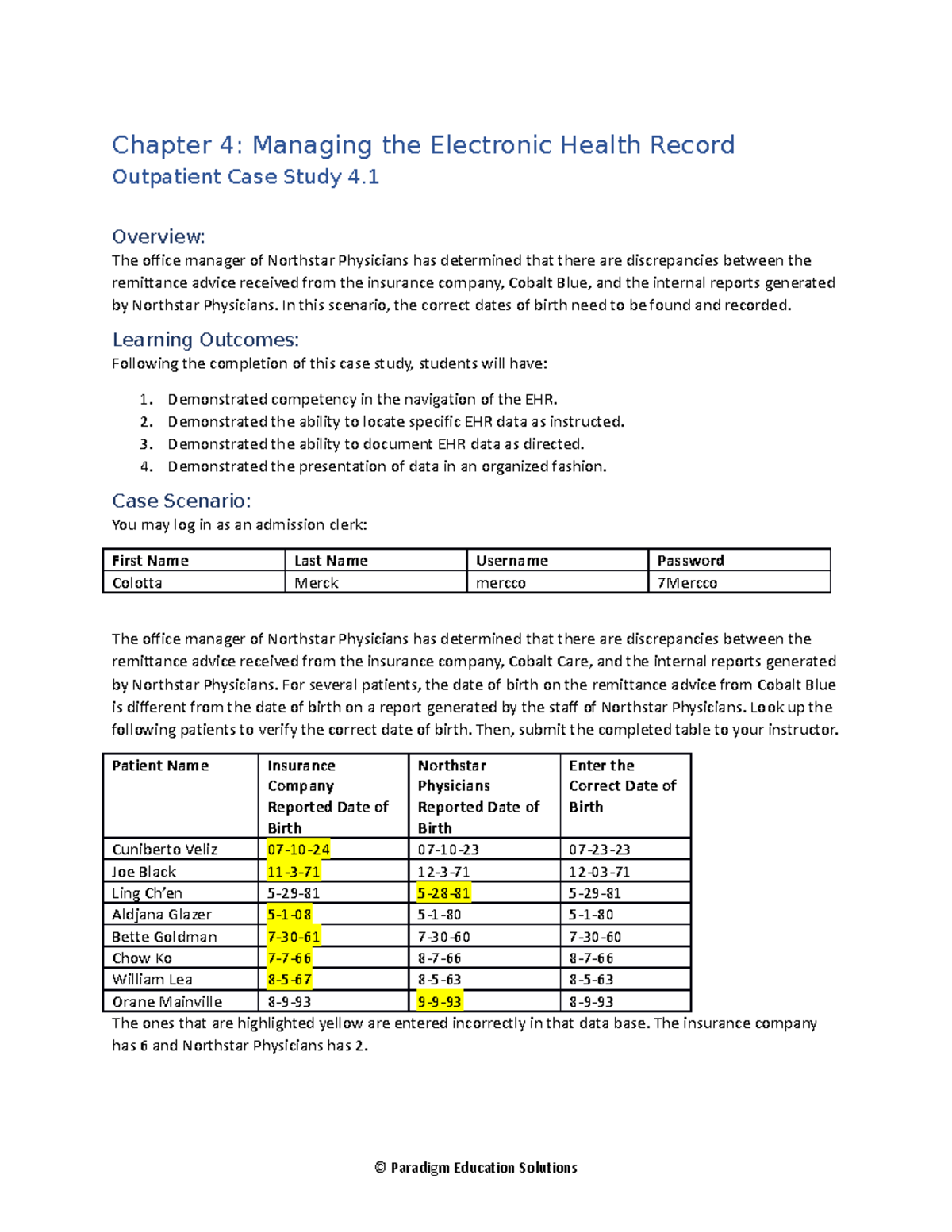 EHR3e Ch04 Case Study 4 - electronic health records assignment uploads ...