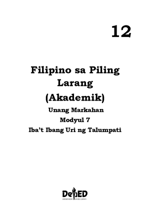 6 Q2 Piling Larang (Akad) - Filipino sa Piling Larang- Akademik Ikalawang Markahan – Modyul 6 ...
