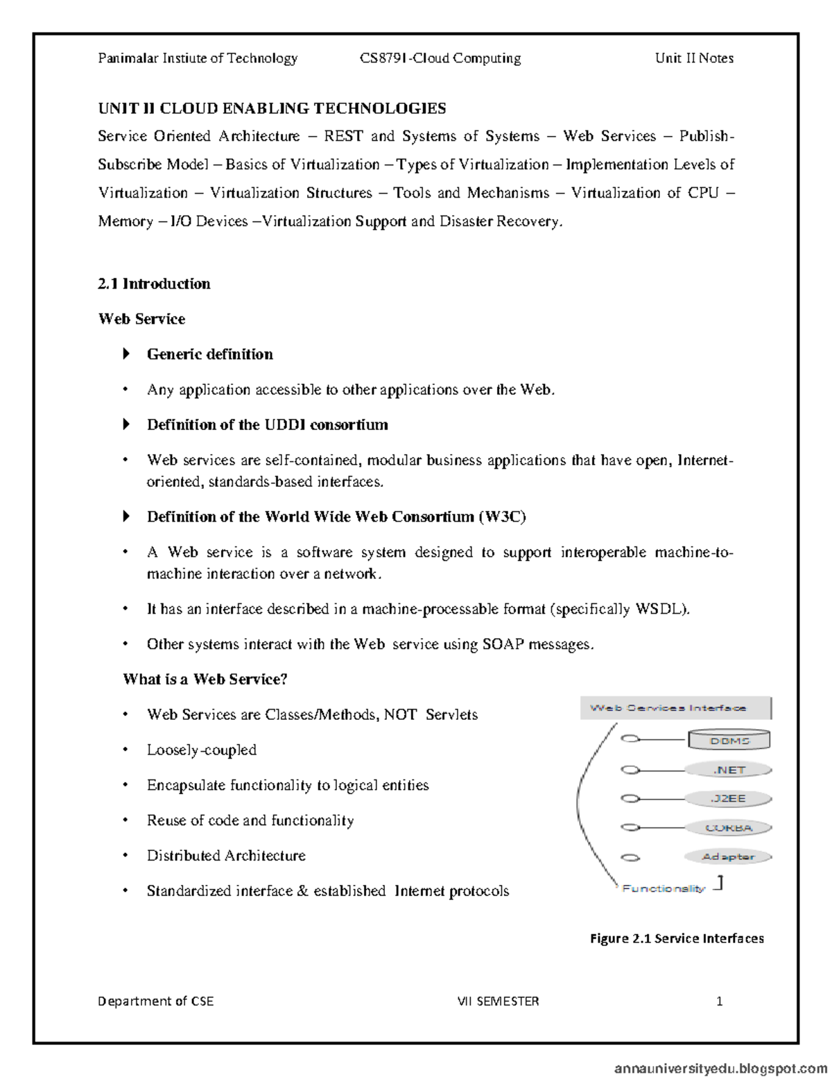 Unit Ii Cloud Computng Department Of Cse Vii Semester 1 Unit Ii Cloud Enabling Technologies