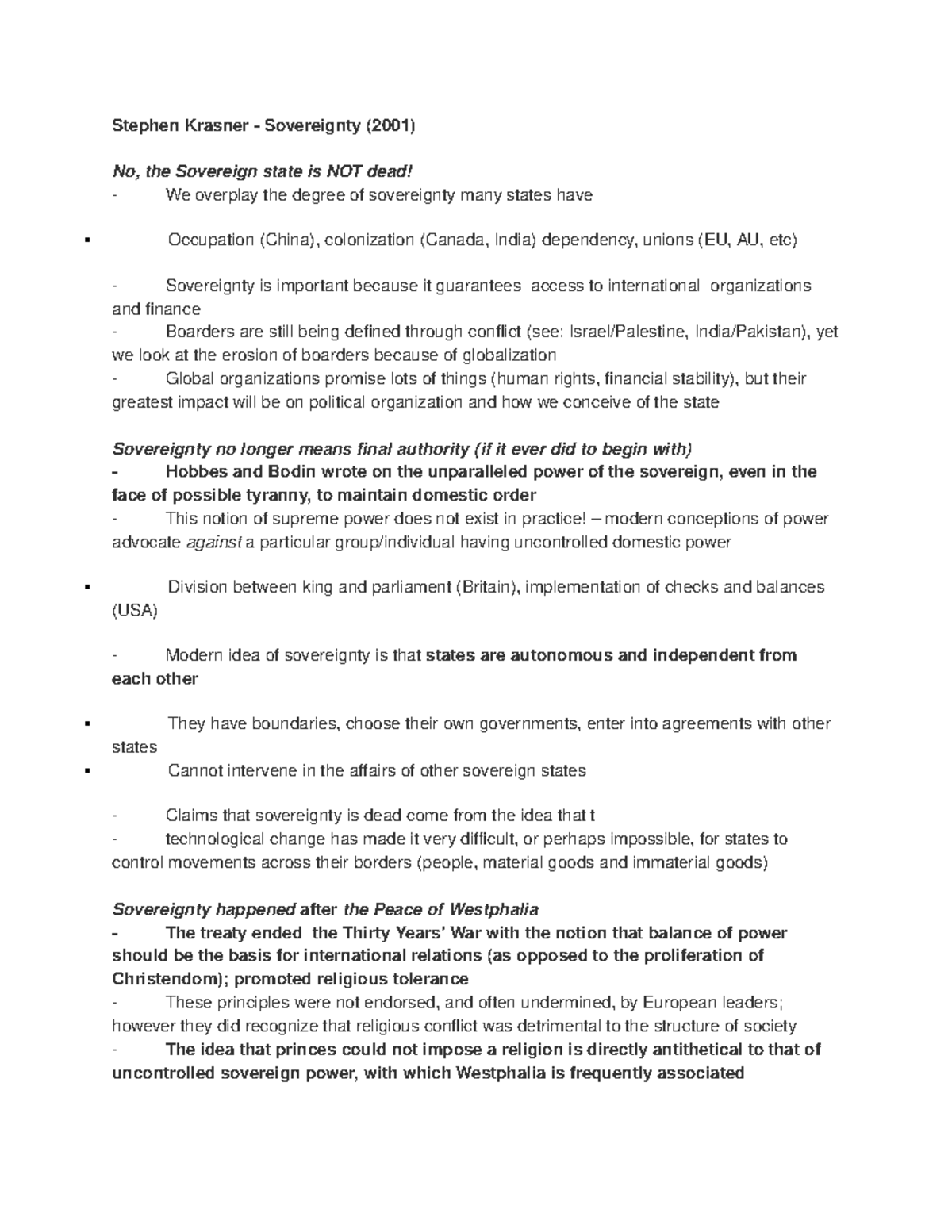 Sovereignty Stephen D. Krasner - Stephen Krasner Sovereignty (2001) No ...