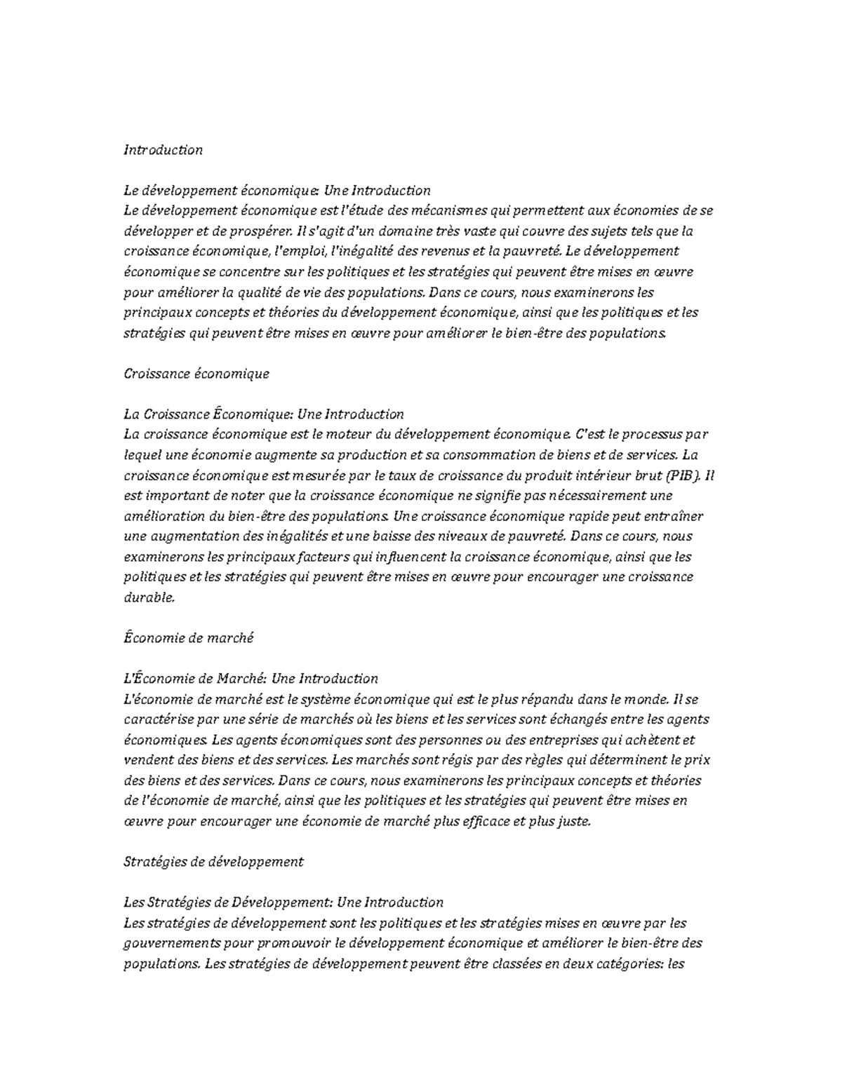 Development Economics Study Notes - Introduction Le développement ...