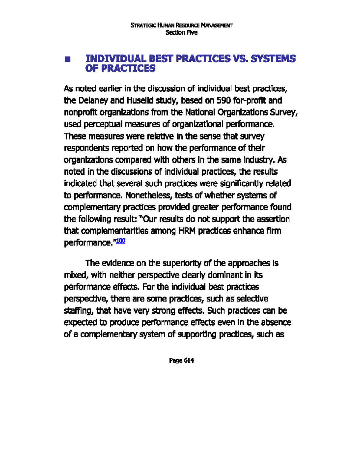 Individual BEST Practices VS. Systems OF Practices - Human Resource ... Individual BEST Practices VS. Systems OF Practices - Human Resource ...