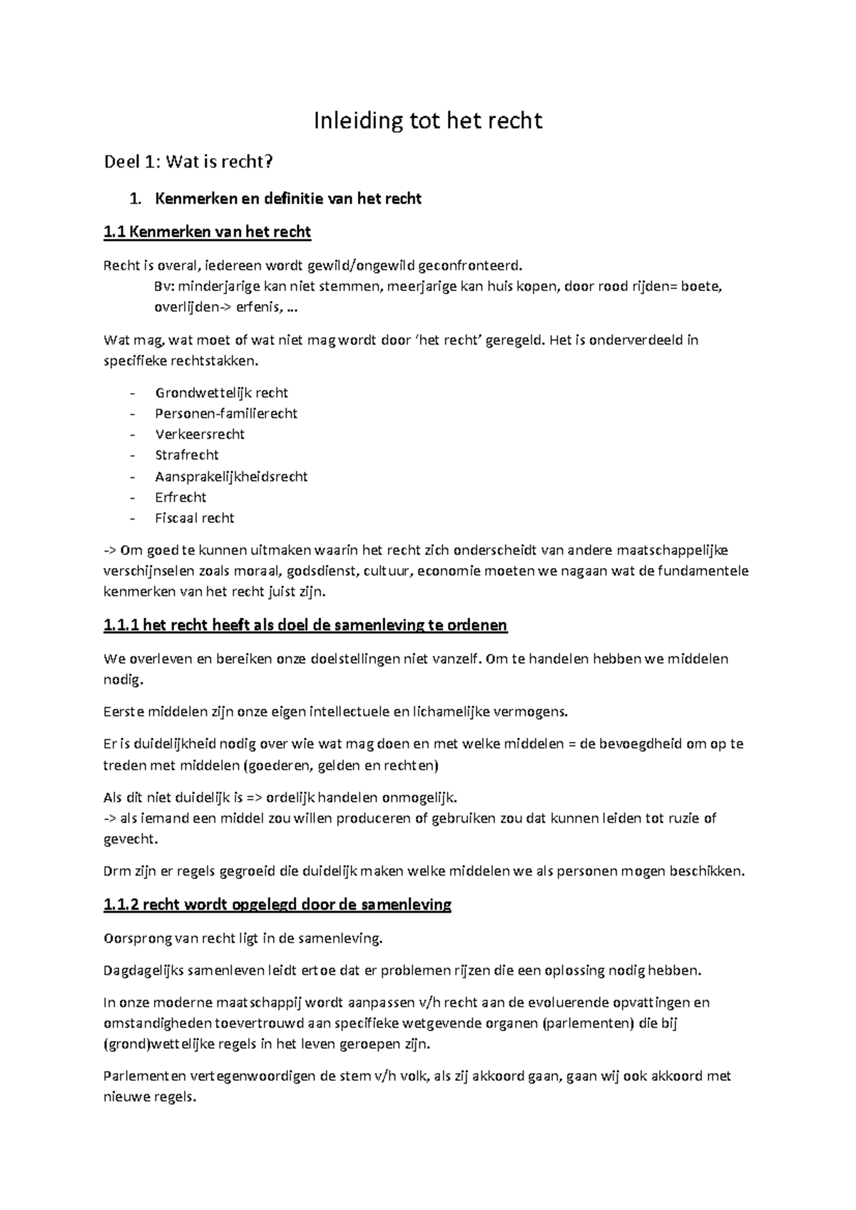 Kenmerken en definitie van het recht - Inleiding tot het recht Deel 1 ...