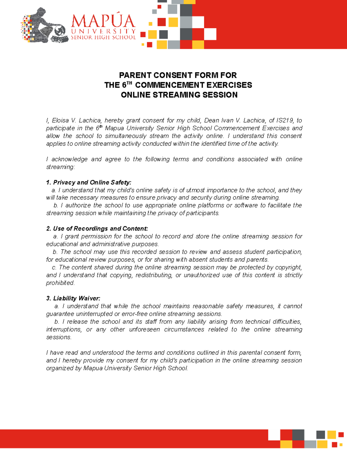 Grade-12-Parent-Consent-Form-for-Live-Streaming 6th-Commencement ...