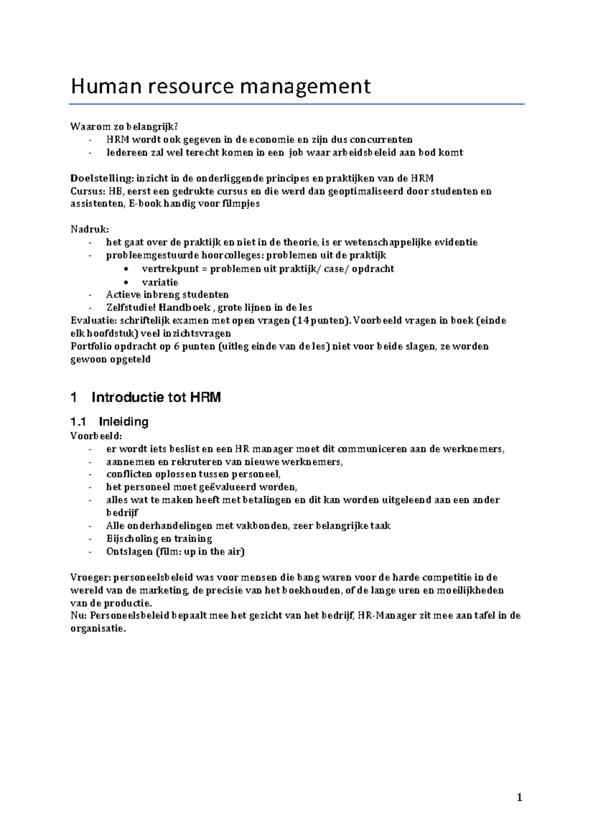 Samenvatting HRM handboek + nota's les - Warning: TT: undefined ...