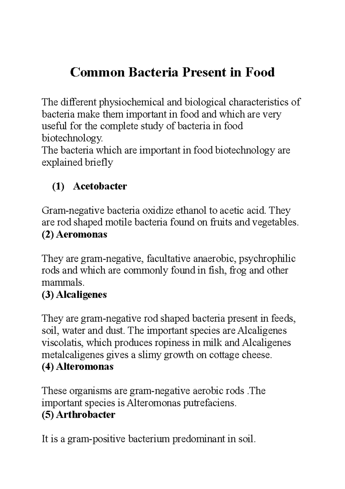 Common Bacteria Present in Food - The bacteria which are important in ...