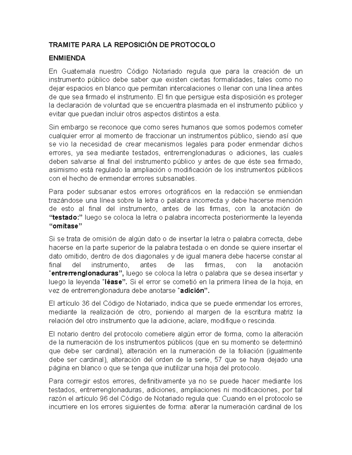 Reposición DE Protocolo - TRAMITE PARA LA REPOSICIÓN DE PROTOCOLO ENMIENDA En Guatemala nuestro ...