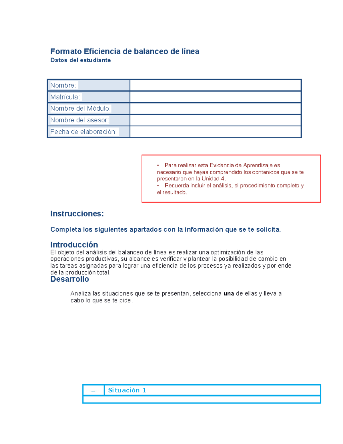 Balanceo sistemas de manufactura - Formato Eficiencia de balanceo de ...