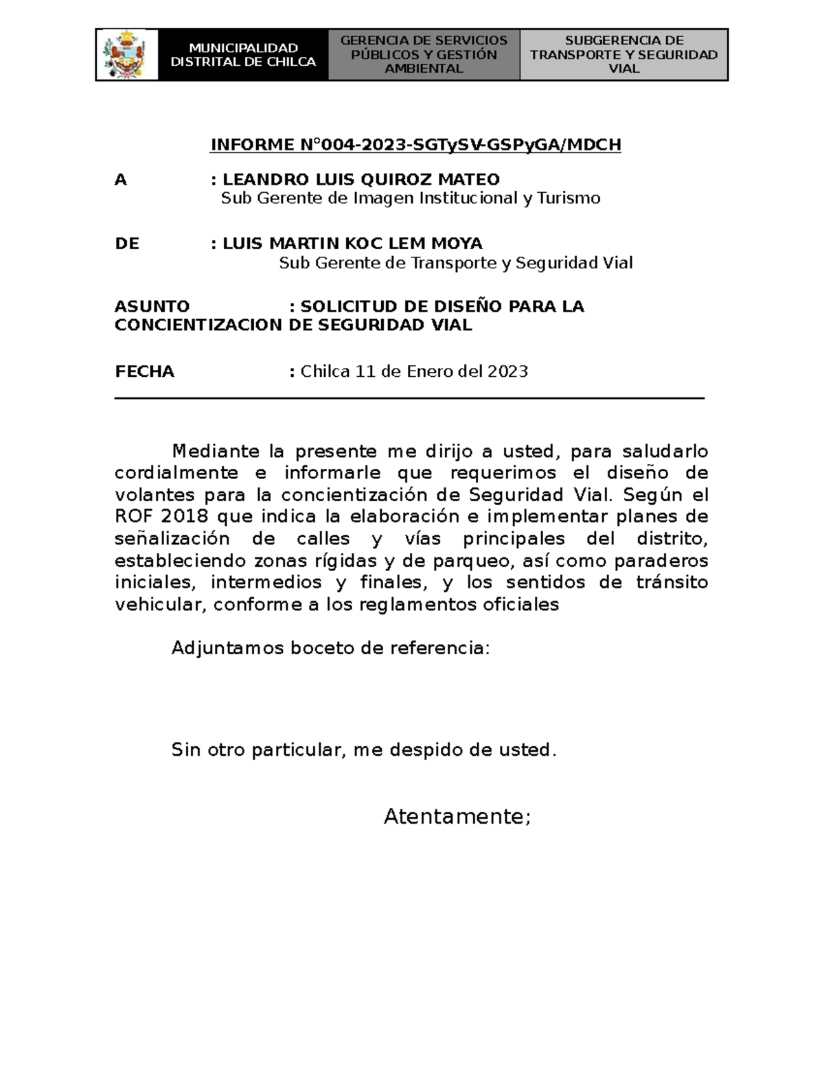 INF- N°004-2023-SGTy SV - INFORME N°004-2023-SGTySV-GSPyGA/MDCH A ...