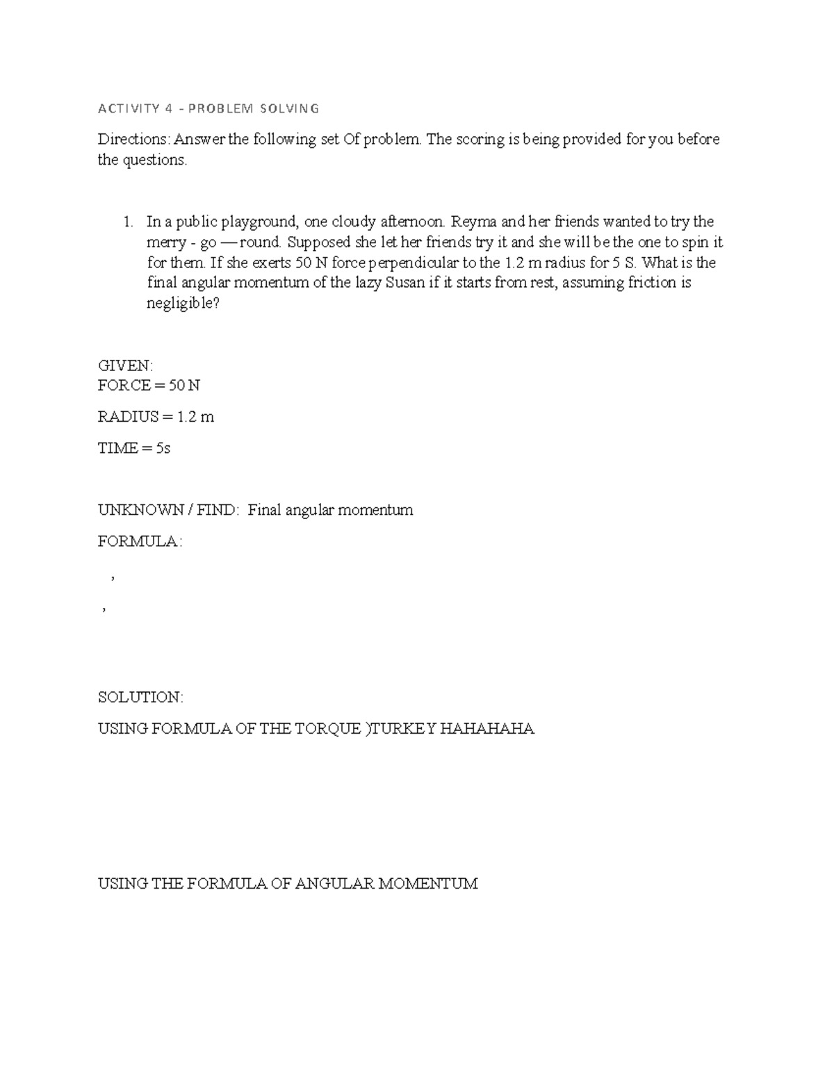 Secret - Atomic structures - ACTIVITY 4 - PROBLEM SOLVING Directions ...