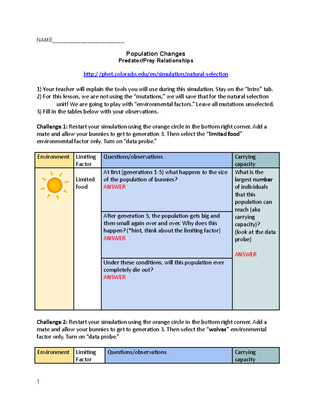 Predator prey relationships - Google Docs - NAME ...