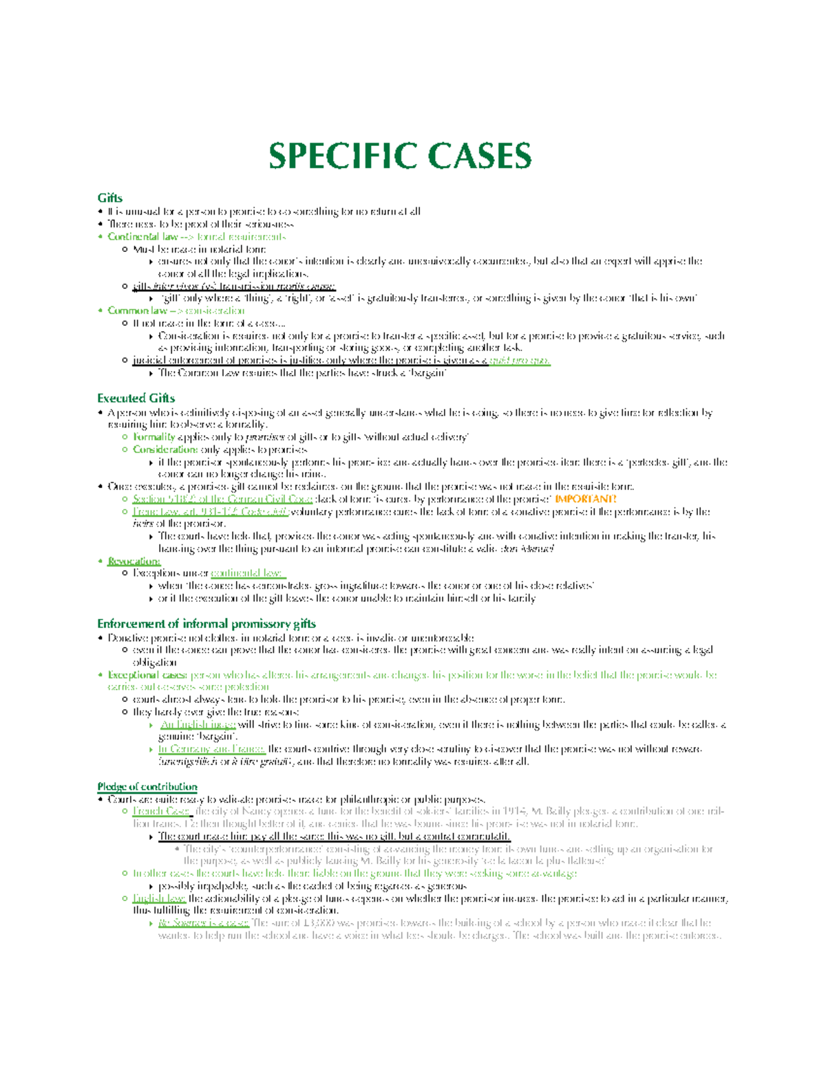 5. Intention to be Legally bound - Cases - SPECIFIC CASES Gifts It is ...