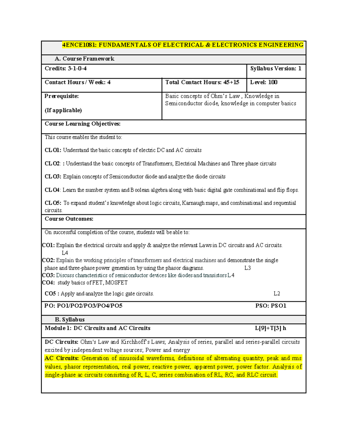 Fundamentals of Electrical and Electronics Engineering-First year-2024 ...