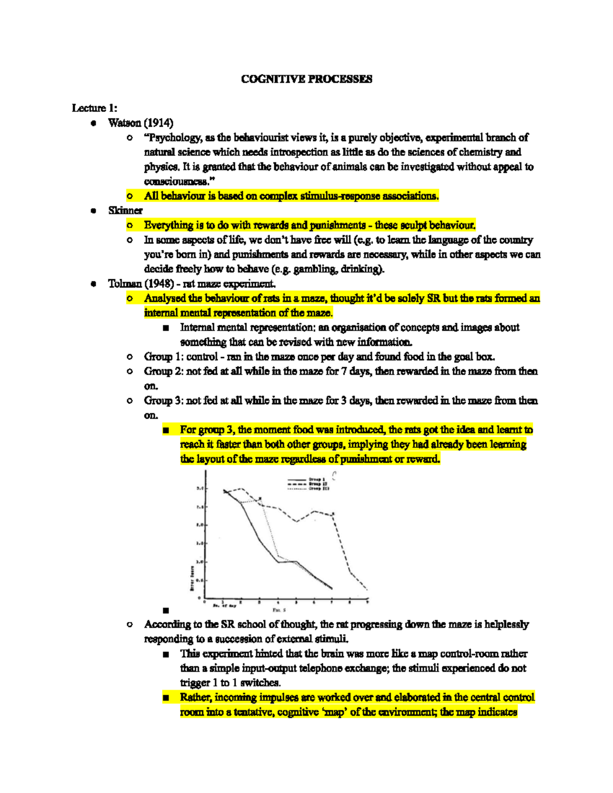 COG Processes - Lecture notes. - COGNITIVE PROCESSES Lecture 1: Watson ...