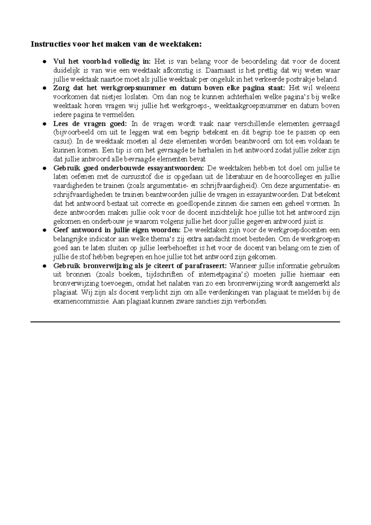 2018 Weektaak 1 Antwoordblad - Instructies voor het maken van de ...