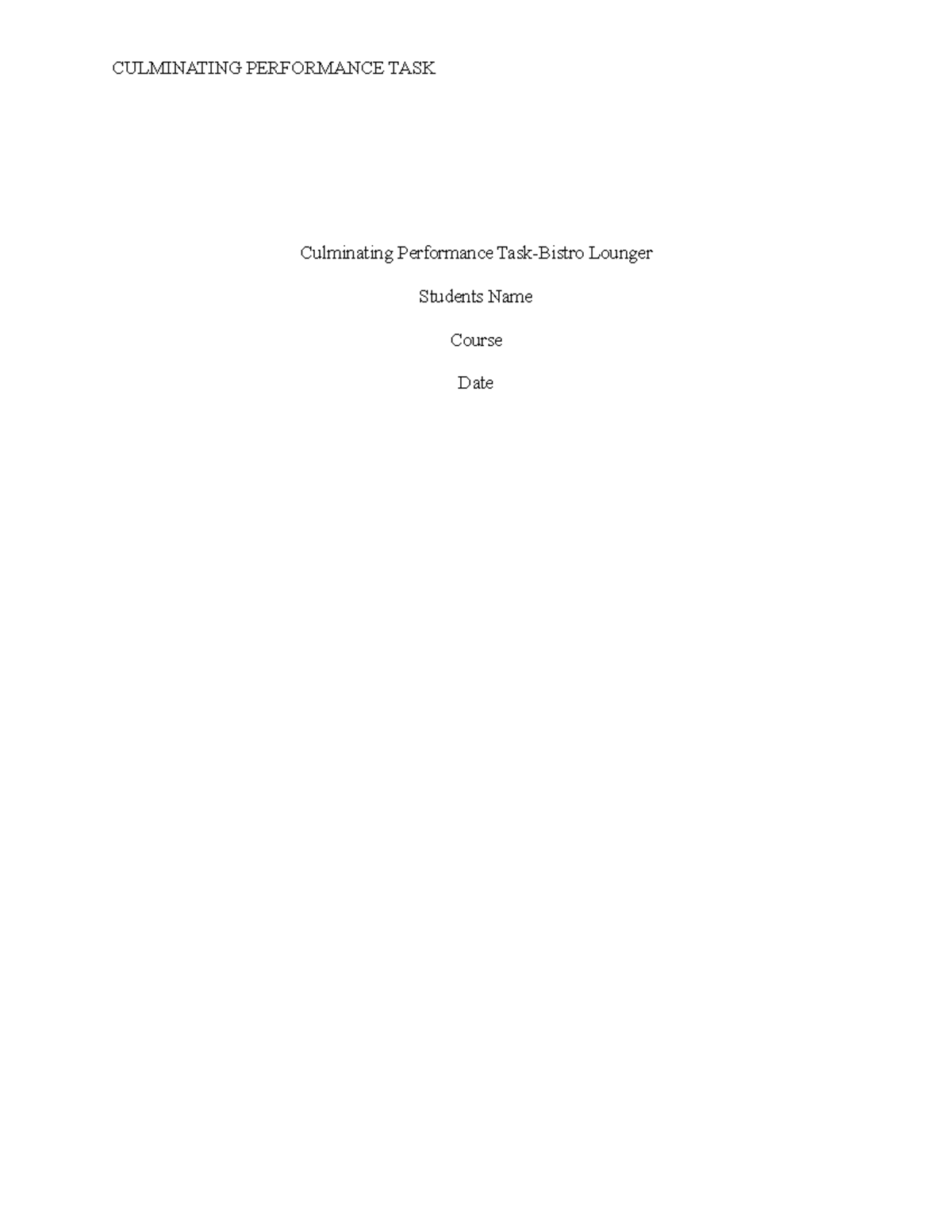 Culminating Performance Task - Culminating Performance Task-Bistro ...