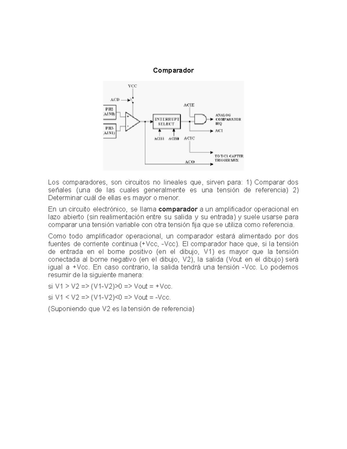 Comparadores - Electronica - Comparador Los comparadores, son circuitos ...