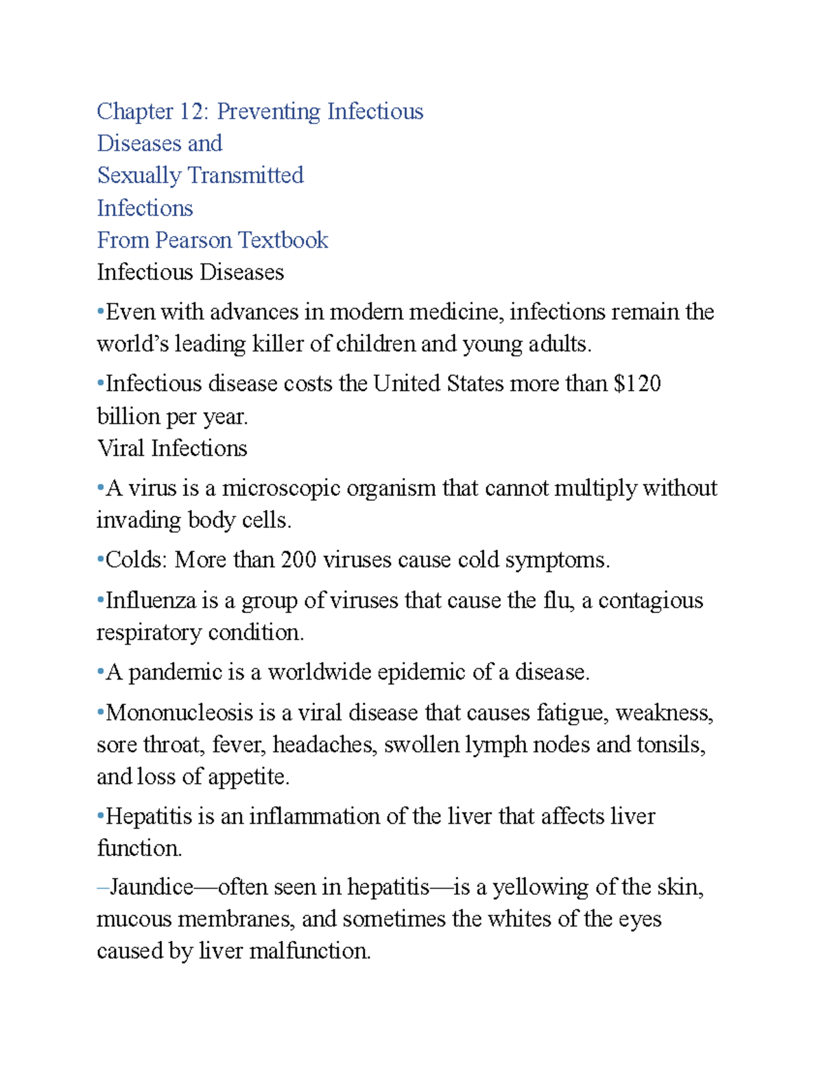 Chapter 12: Preventing Infectious Diseases and Sexually Transmitted ...