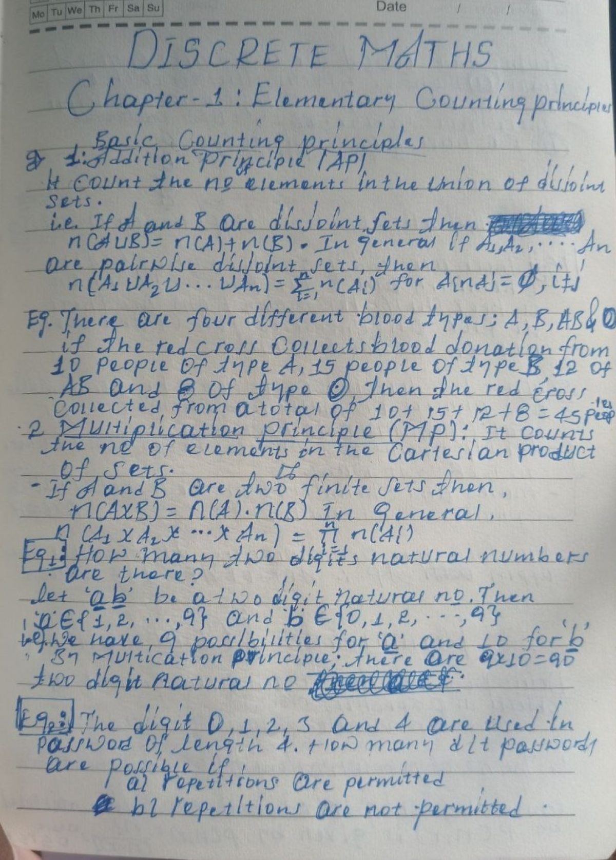 Discrete Note(N) 1 - DM lecture notes - Mo Tu We Th Fr Sa Su Date ...