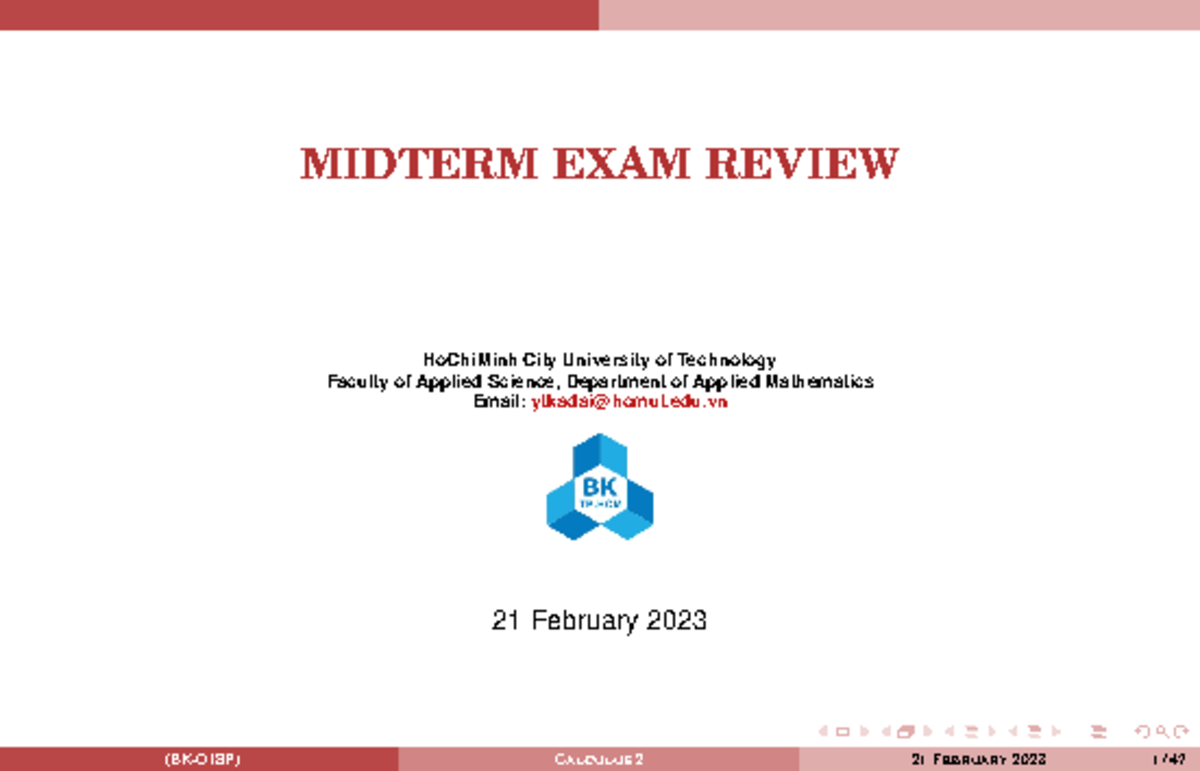 Midterm review 1 - MIDTERM EXAM REVIEW Faculty of Applied Science ...