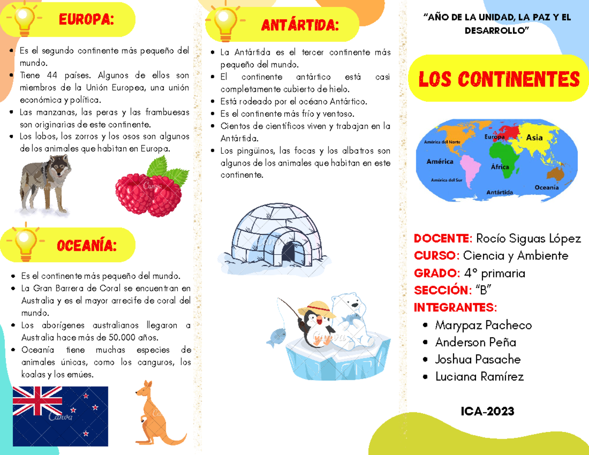 Folleto Triptico Actividades Infantiles Organico Multicolor - “AÑO DE ...