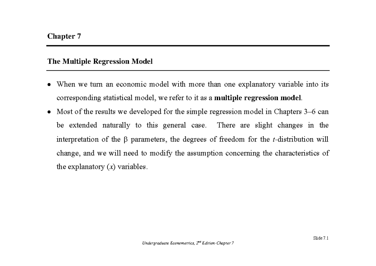 Chapter 7 - kkhjjjjjj - Slide 7. Chapter 7 The Multiple Regression ...