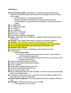 Exam 1 notes chem - Chapter 1: Chemistry: the central science Chemistry ...