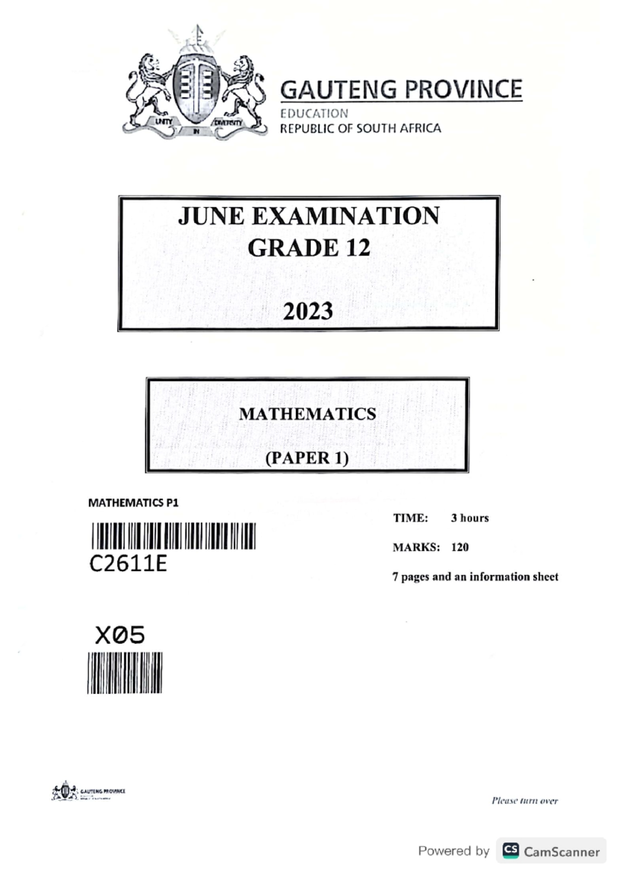 2023 Grade 12 Math June Paper 1 GP - MATH 191/192 - Studocu