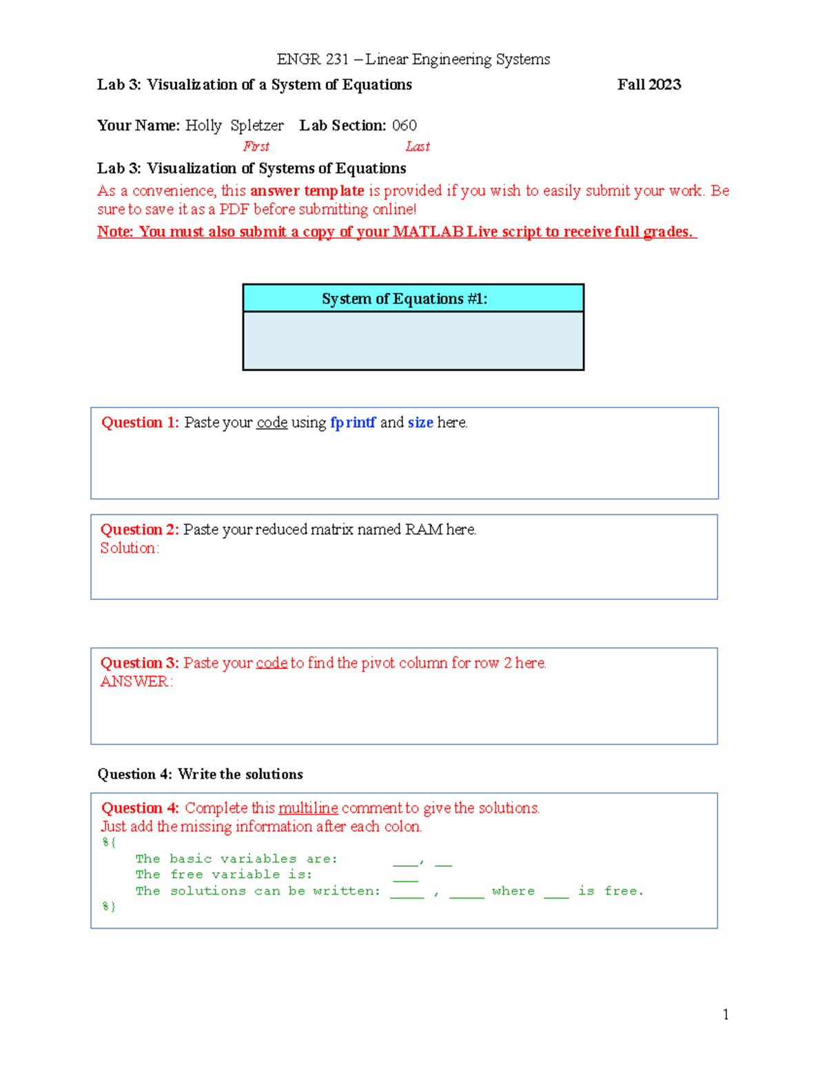 Answer Template for Lab3 - ENGR 23 1 – Linear Engineering Systems Lab 3 ...