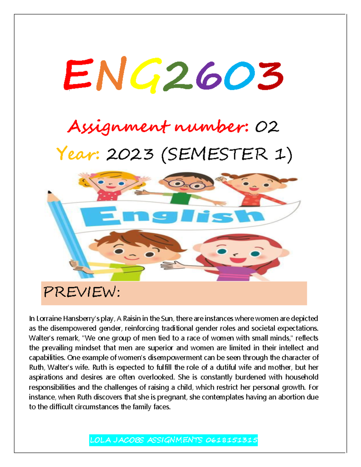 ENG2603 Assignment 2 S1 2023 4jcz97 - ENG 2603 Assignment number: 02 ...