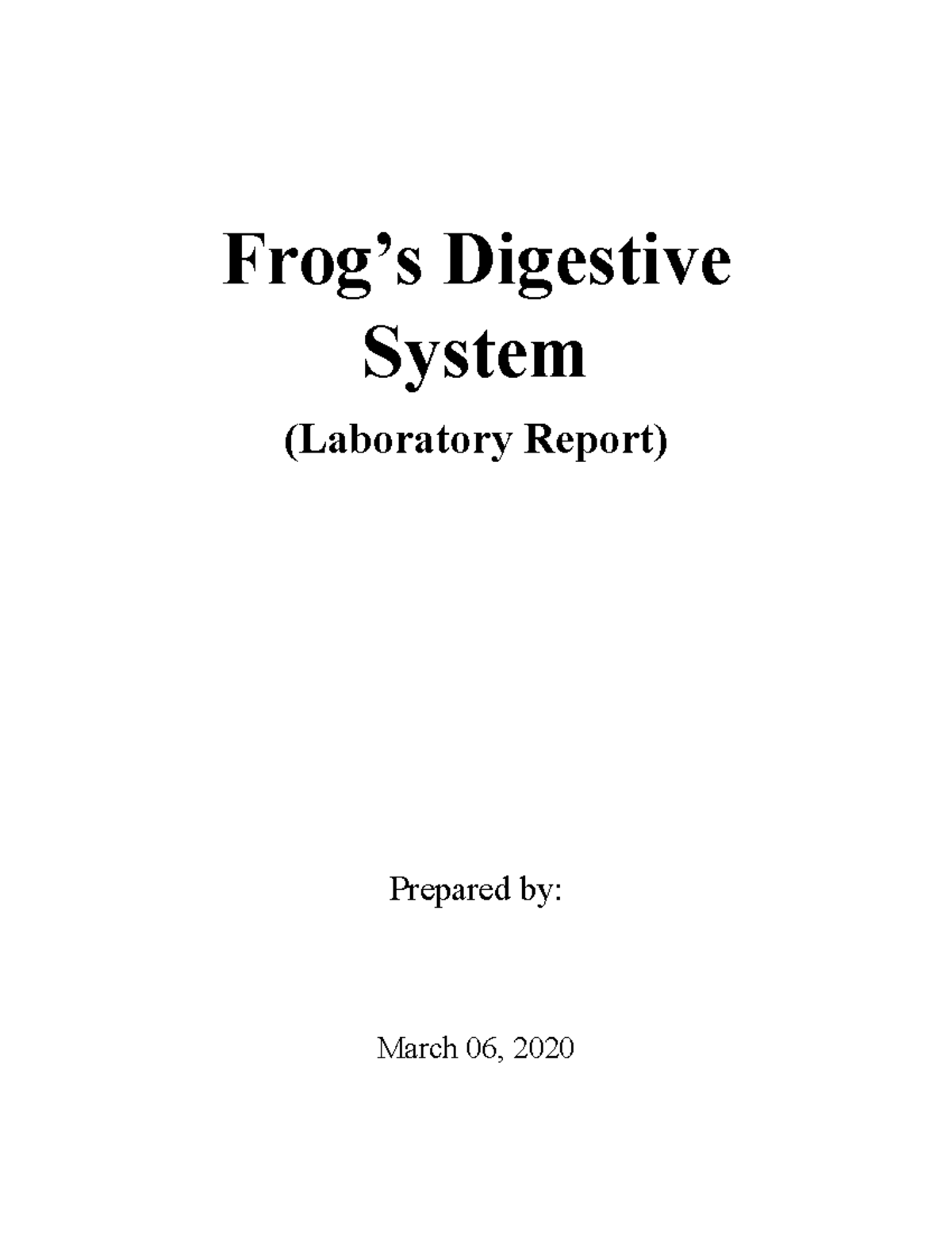 Laboratory Report in General Biology II - Frog’s Digestive System ...