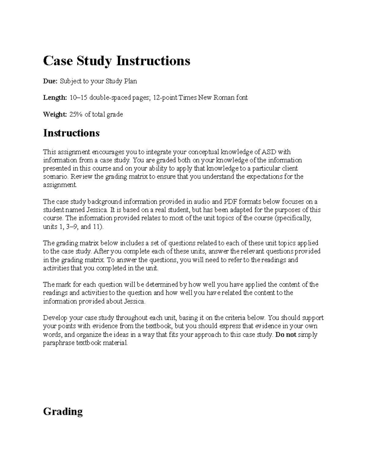 EPDY 478 Case study instuction - Case Study Instructions Due: Subject ...