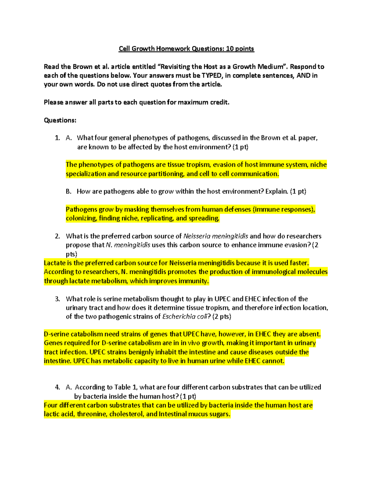 Cell growth homework questions - Cell Growth Homework Questions: 10 ...
