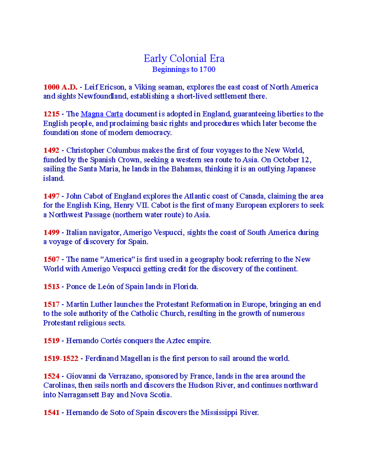 Early Colonial Era - Prelude to Revolution 1763 to 1775 1763 - The ...