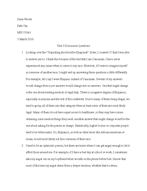 Dana Woods - Unit Five - The professor's name was Patti Ota. - Dana ...