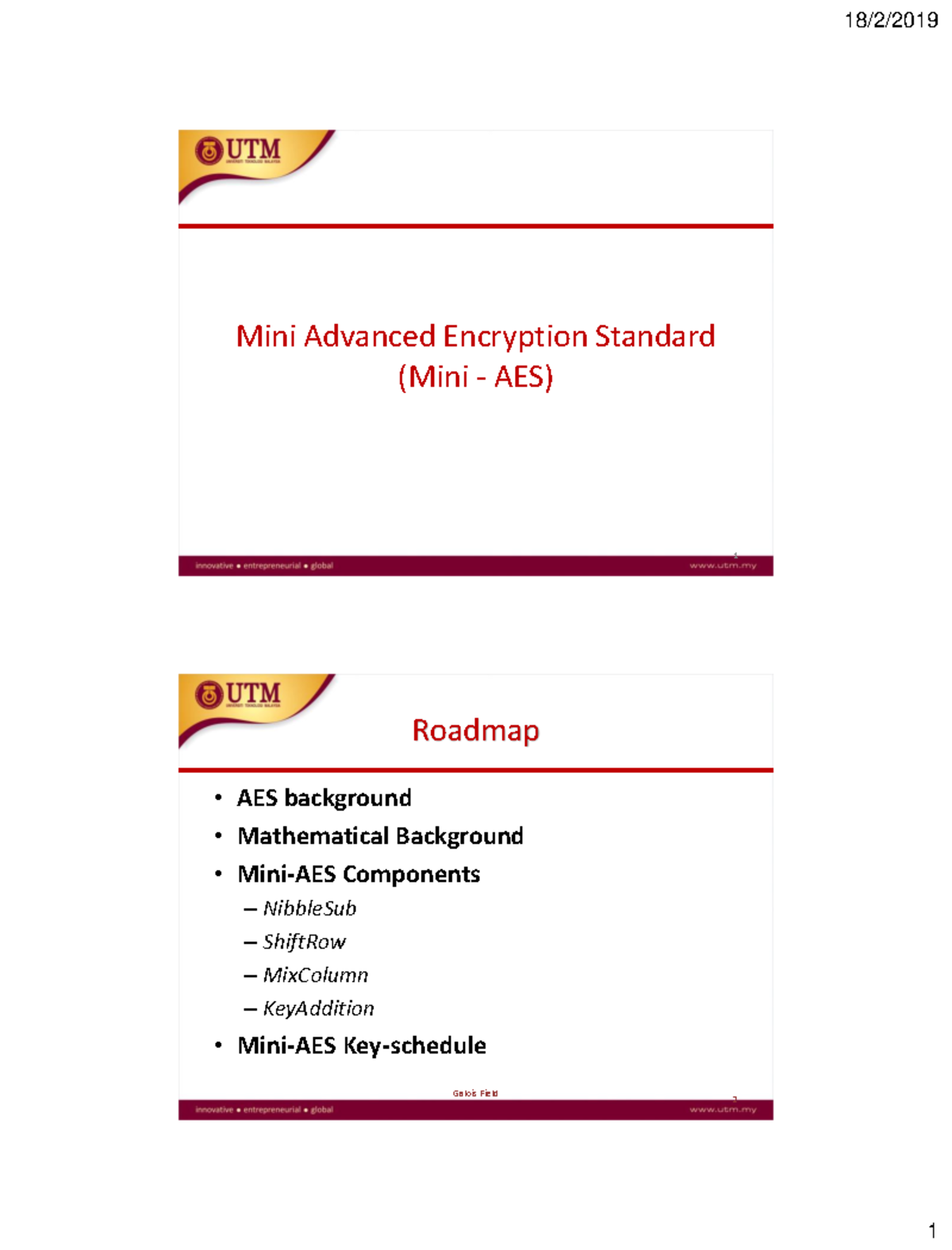 4d mini AES [Lecture Presentation Slides] - Mini Advanced Encryption Standard (Mini - AES) 1 ...