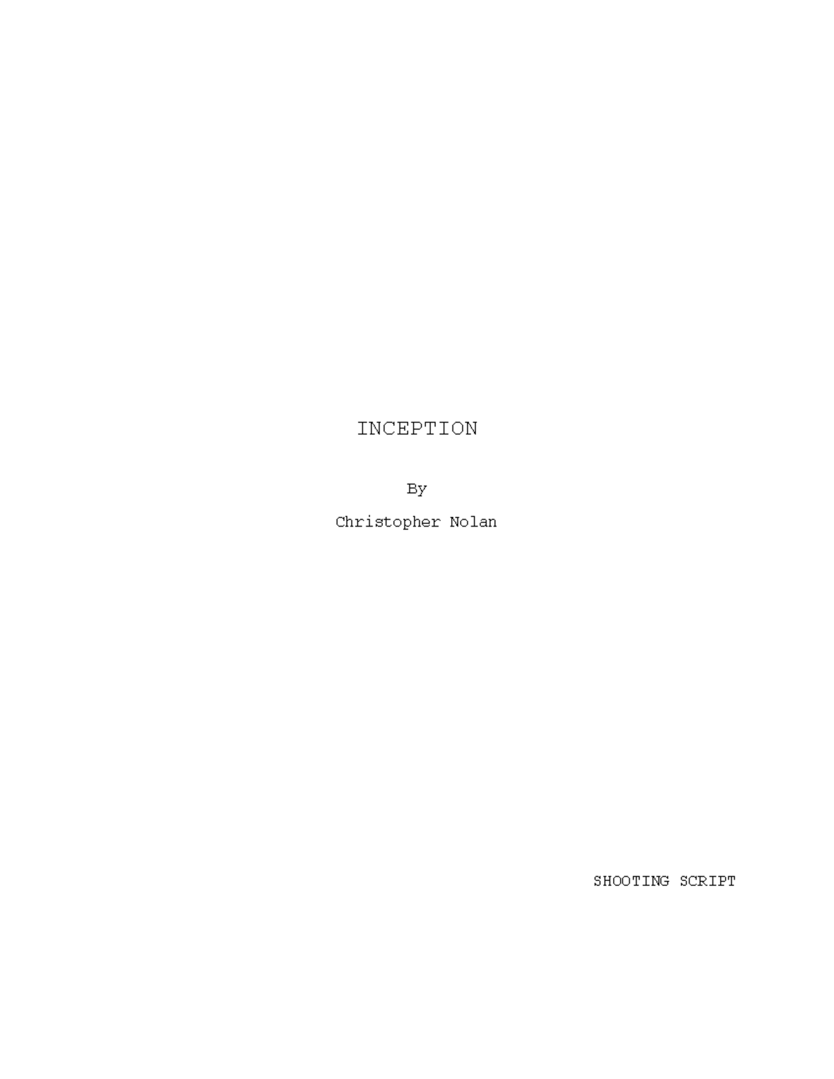 Inception - Script (2010 ) by Christopher Nolan - INCEPTION By ...