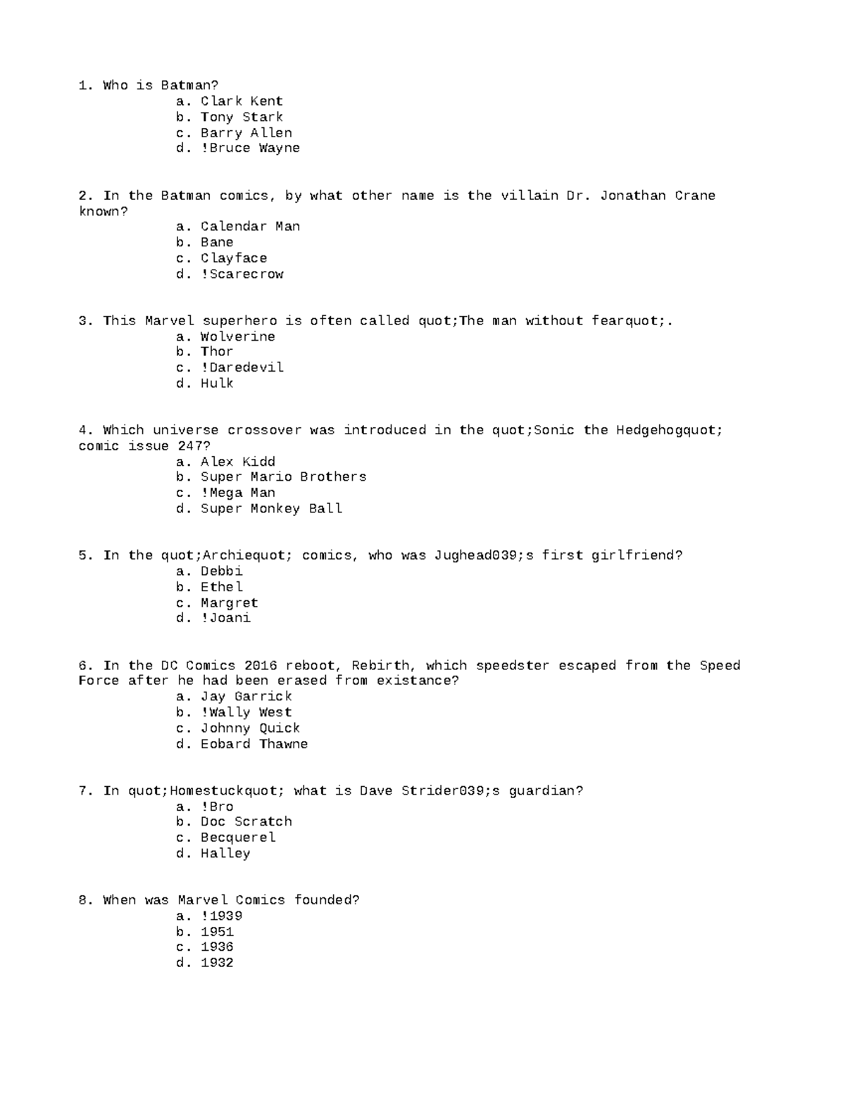 672750156 Files for Reviewer Exercise 6 - Who is Batman? a. Clark Kent ...