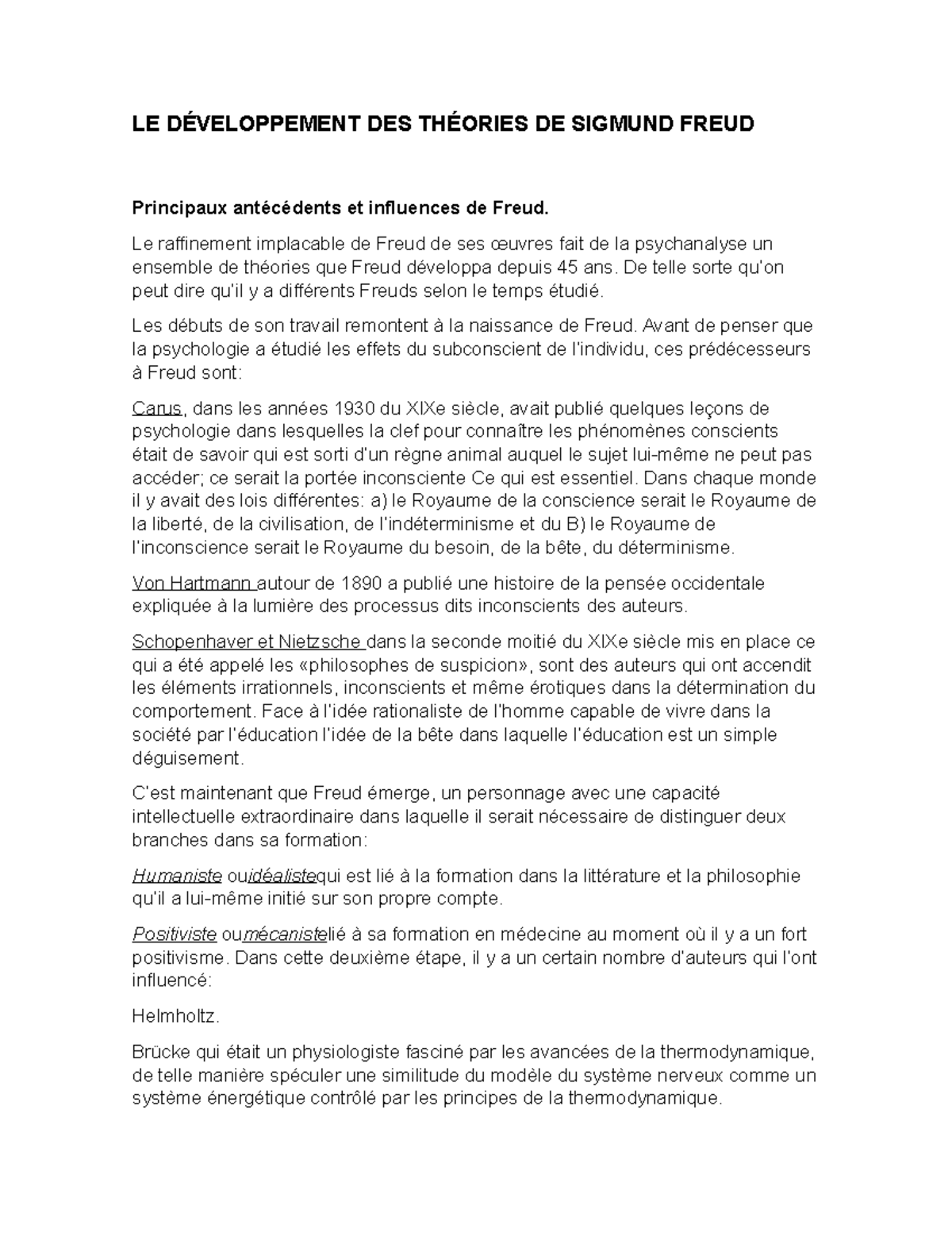 Le développement des théories de sigmund freud - LE DÉVELOPPEMENT DES ...