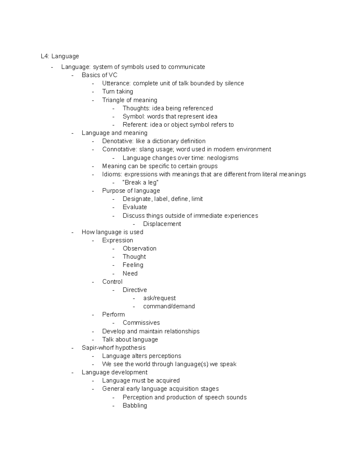 L4 Language - The system of symbols that are used to communicate verbally. - L4: Language ...