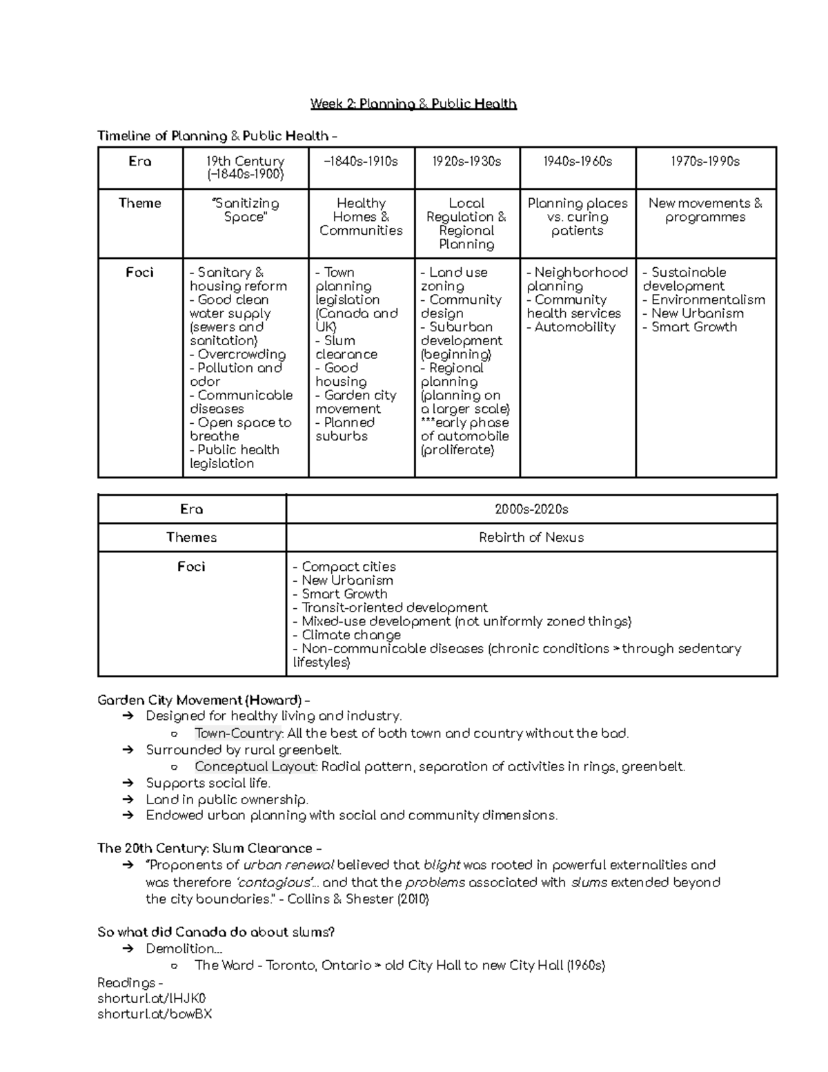 Week 2 Planning & Public Health - Week 2: Planning & Public Health ...