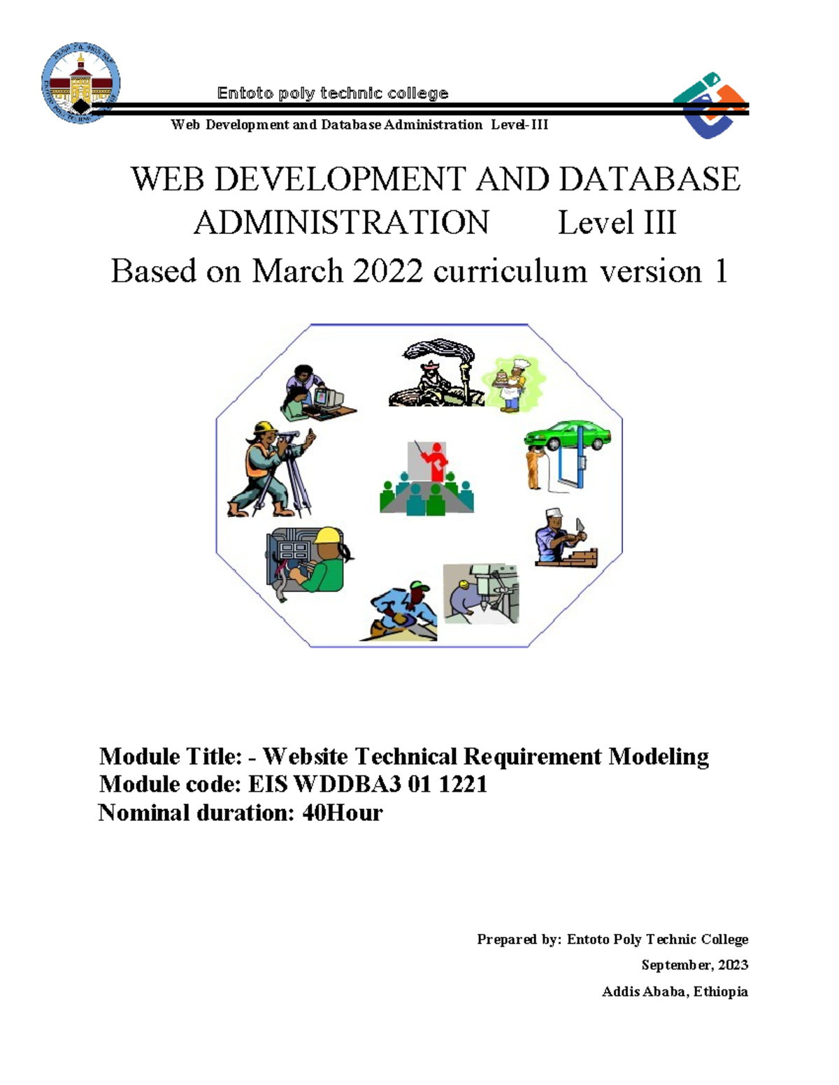 Technical Reqirement Modeling - Web Development and Database Administration Level-III WEB - Studocu