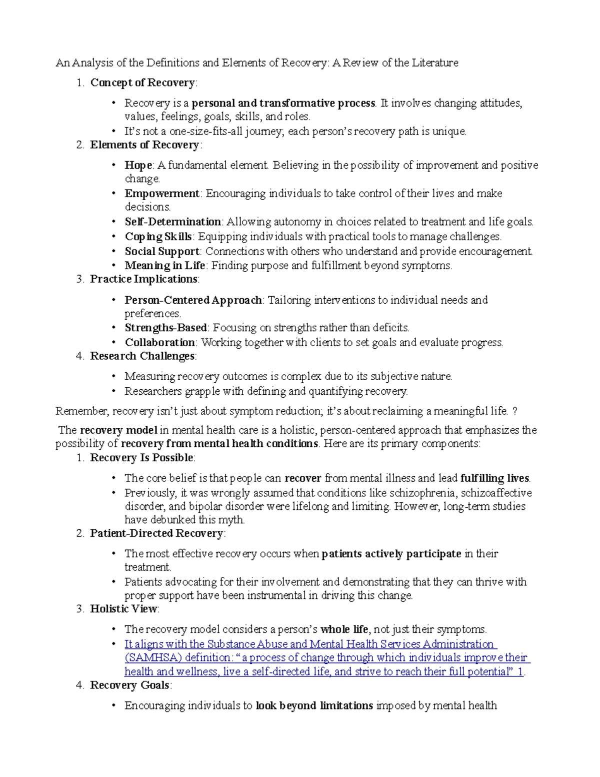 Recovery model summary and information - An Analysis of the Definitions ...