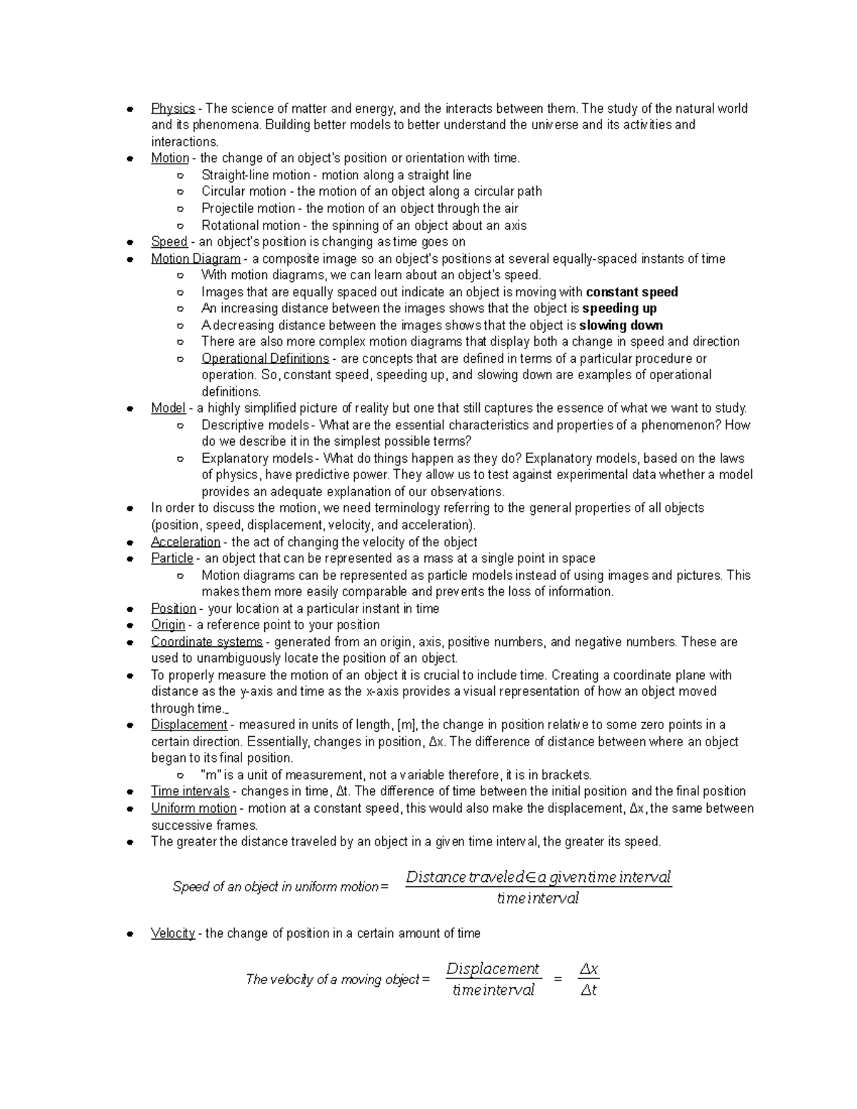 Chapters 1-5 Notes Combined - Physics - The science of matter and ...