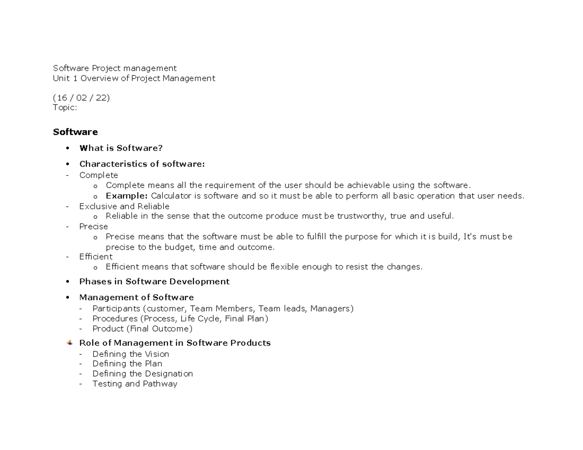 Unit 1 Software Project Management - Software Project management Unit 1 ...
