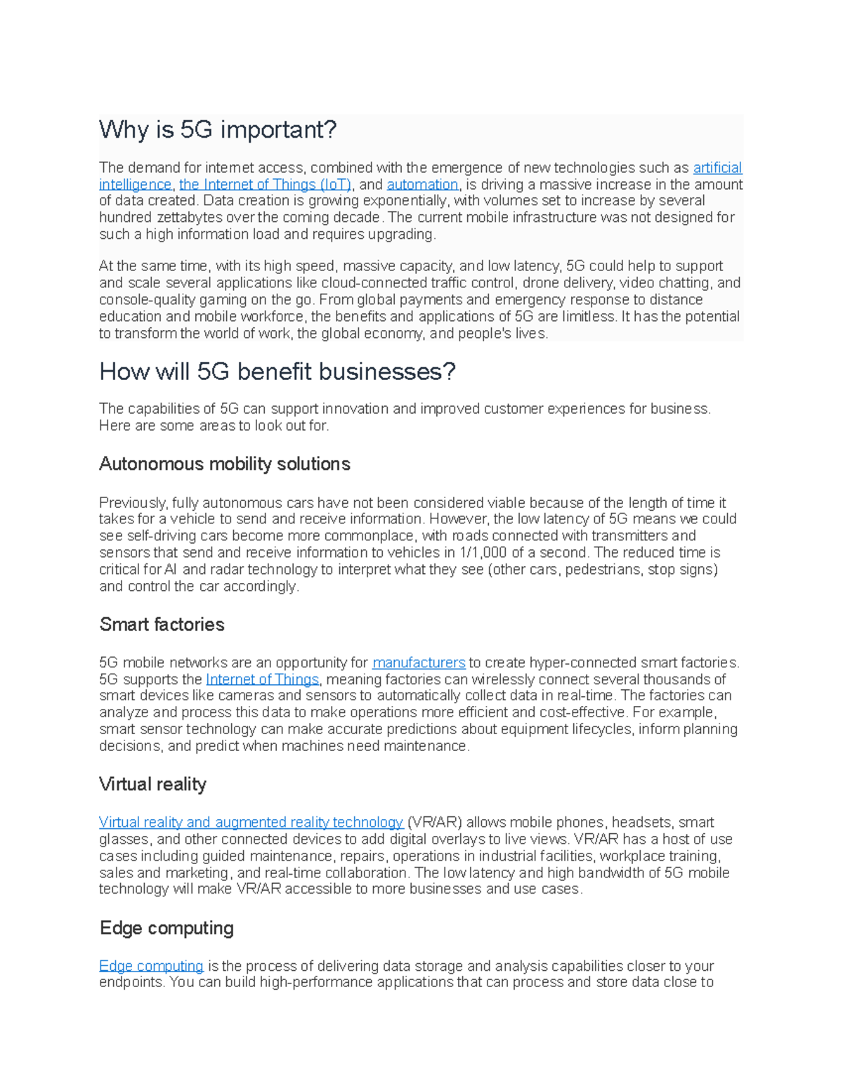 5g comm - mba - Why is 5G important? The demand for internet access ...
