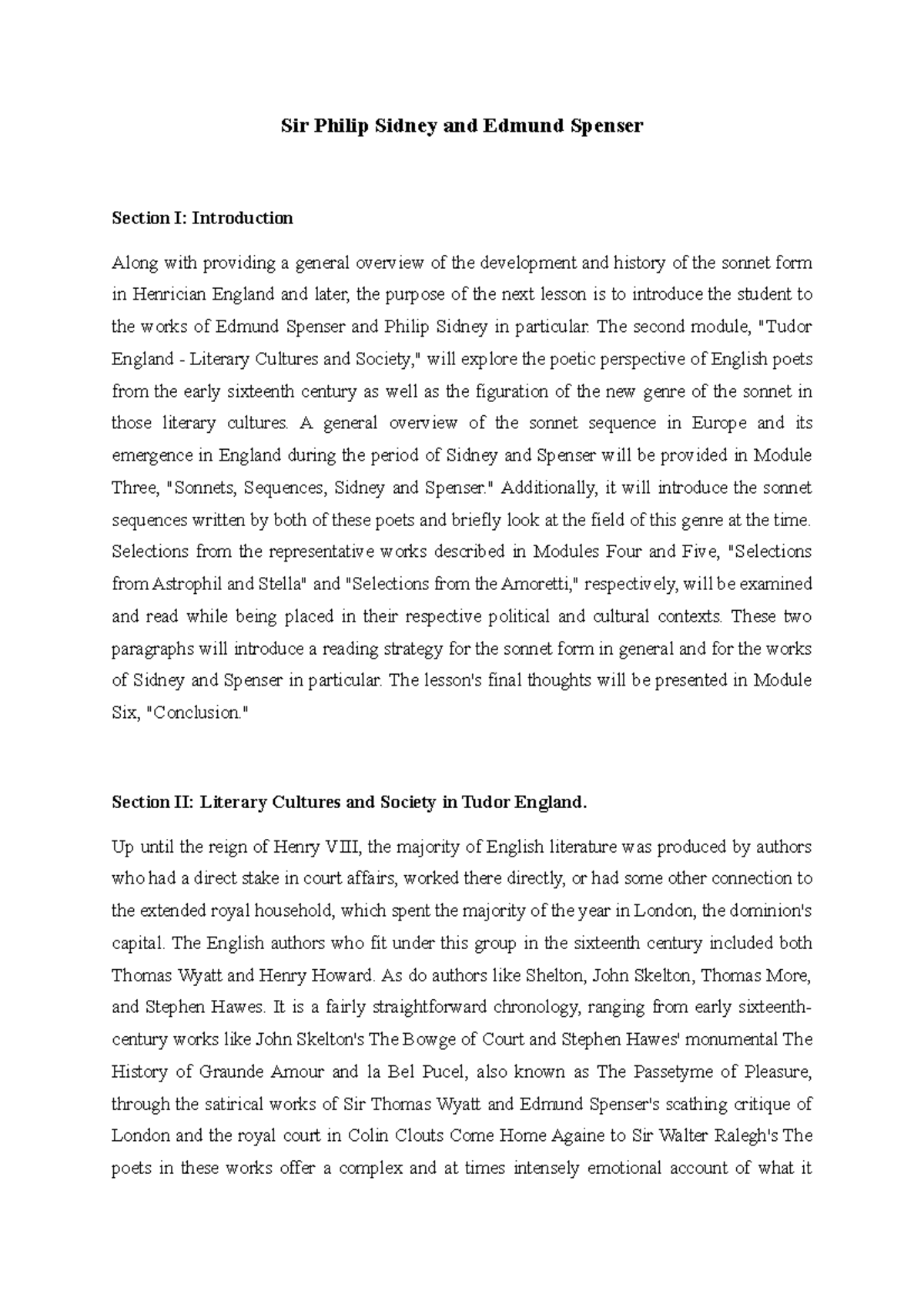 Sir Philip Sidney and Edmund Spenser - Sir Philip Sidney and Edmund ...
