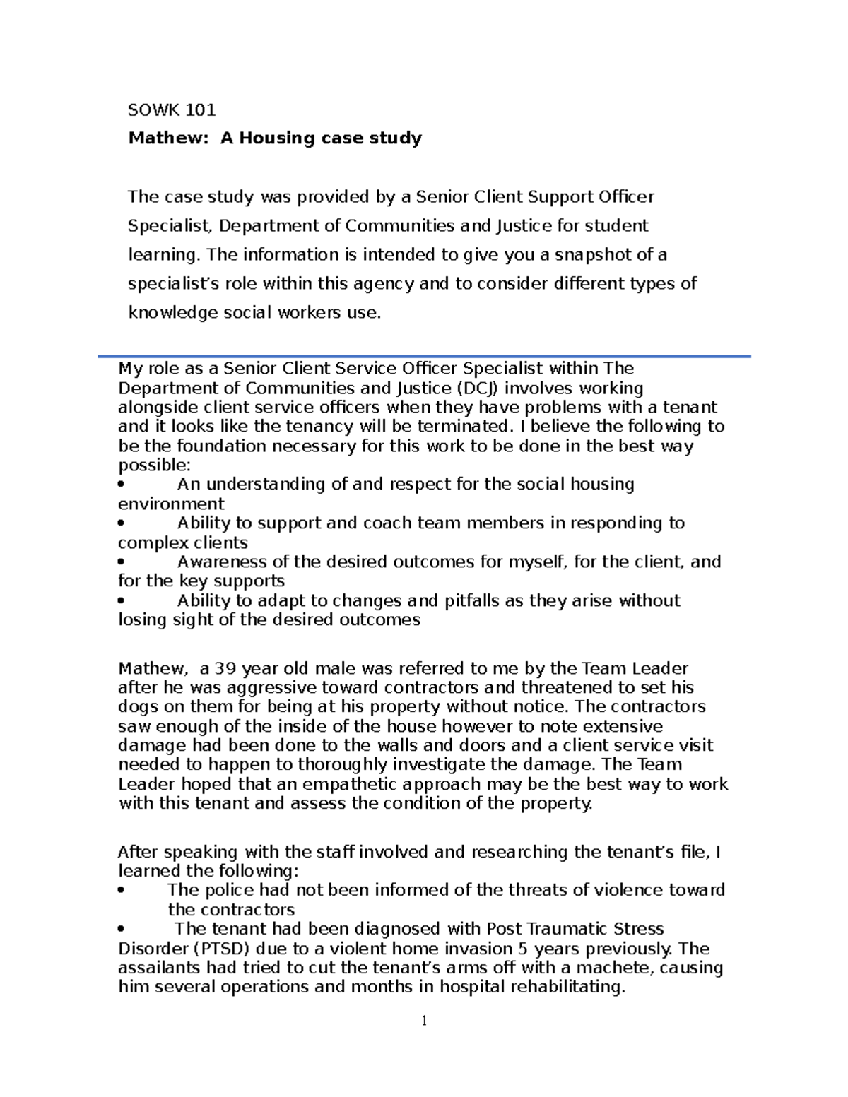 Week 4 Housing case study - Mathew - SOWK 101 Mathew: A Housing case ...